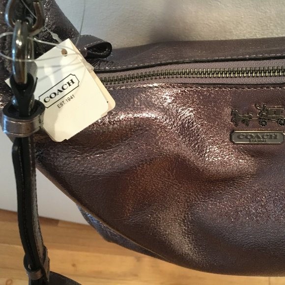 Coach | Bags | New Coach Metallic Silver Leather Handbag | Poshmark